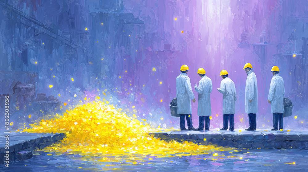 Illustration Stock Factory Hazard Assessment, Workers responding to a ...