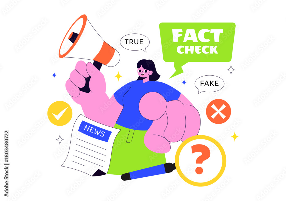 Fact Check Vector Illustration Featuring Myths Vs Facts News For ...