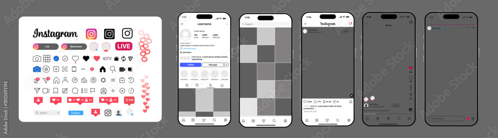 Frame 20Instagram post story reels mockup template with 2025 grid size ...