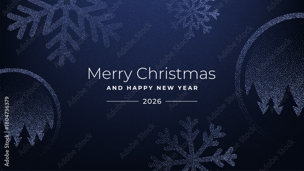 Merry Christmas and Happy New Year 2026 greeting card design with ...