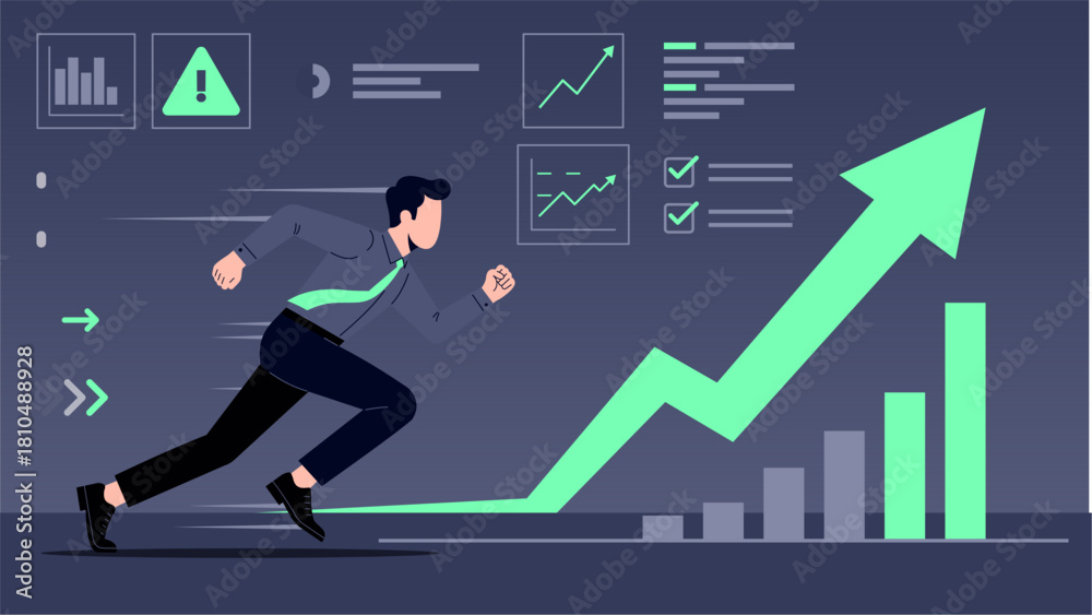 Business Professional Sprinting to Catch Emerging Industry Trends Stock ...