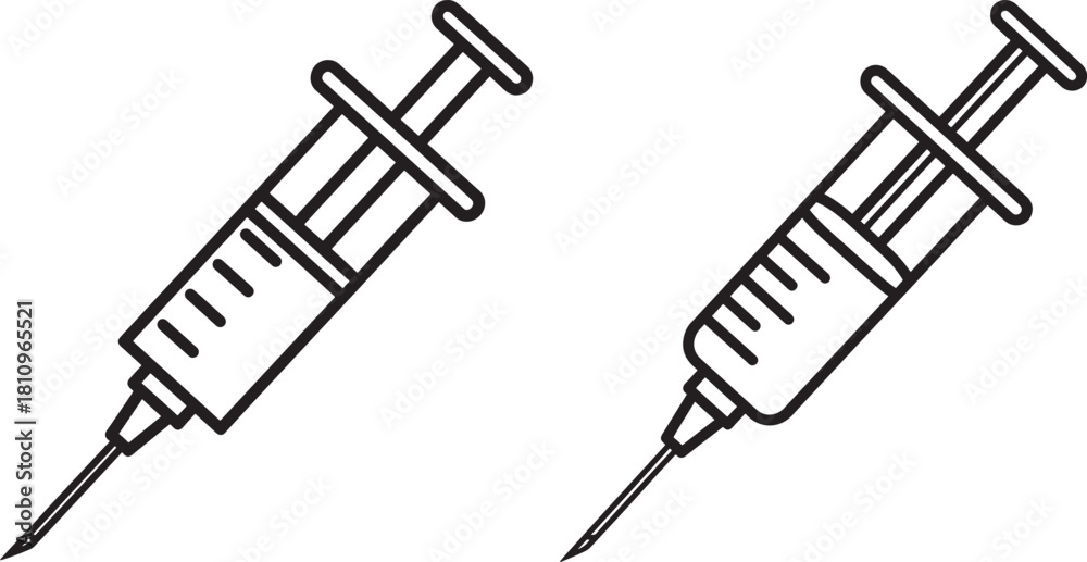 Two syringe silhouettes for medical illustration Stock Vector | Adobe Stock