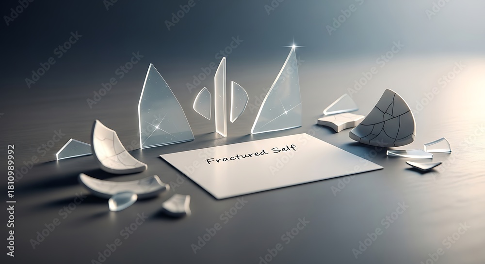 Reflecting on a fractured self, shattered glass symbolizes emotional ...