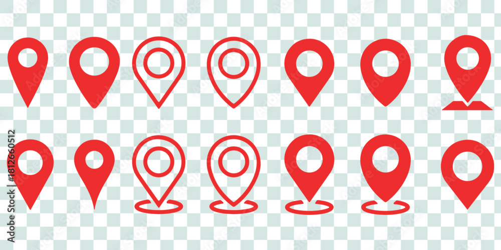 Image vectorielle Stock location icon, map pin icons in outline, black ...