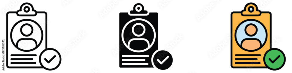 Personal badge with check mark icon vector. compliance and successful ...