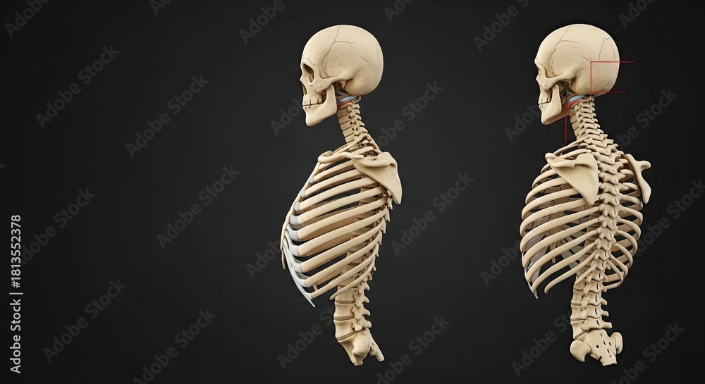 Human Skeletal System Featuring the Skull Spinal Column Rib Cage and ...