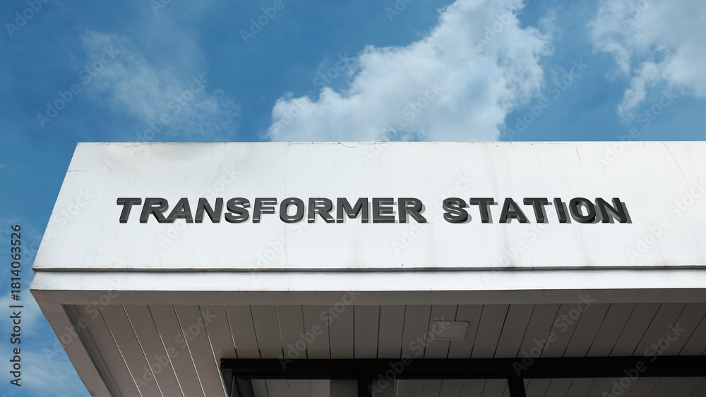 Transformer Station word signage on an electrical infrastructure ...