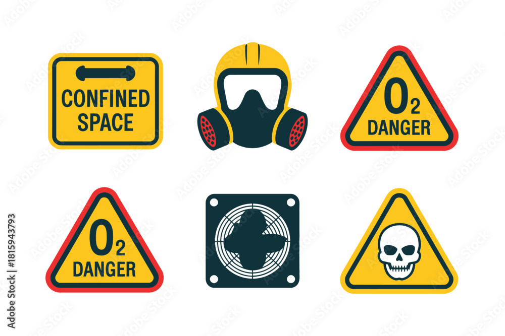 Hazardous atmosphere signage bundle, confined space label, respirator ...