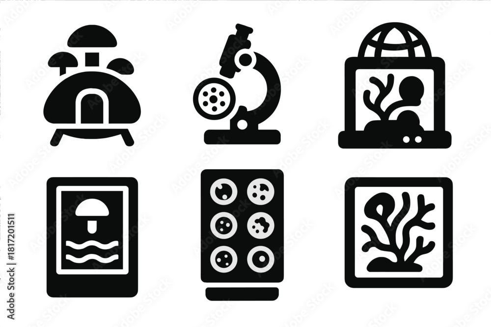 Myco-Architecture Icons. Solid style icons of myco-architecture labs ...