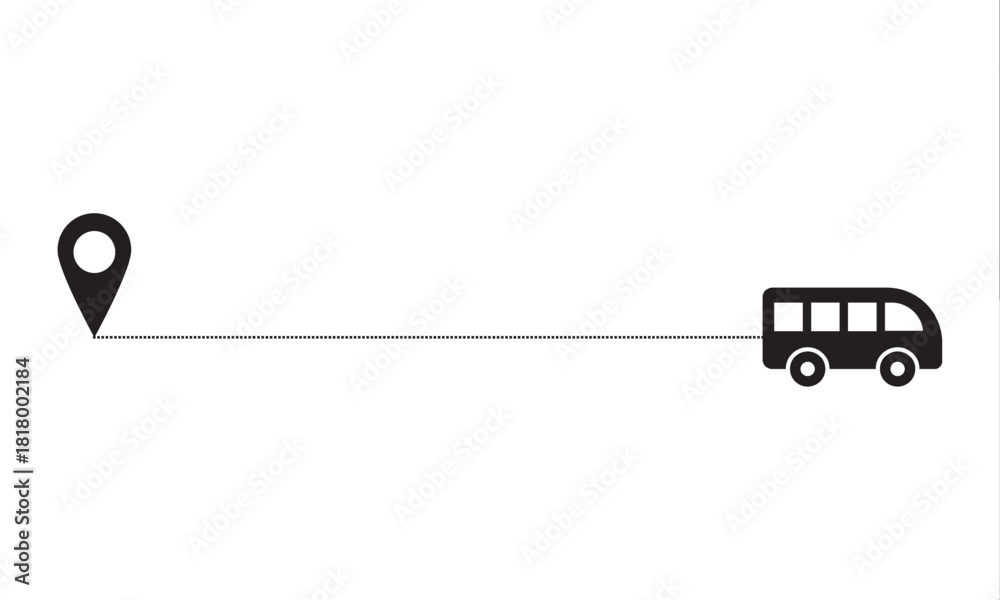 Vector de Stock Bus route map with location markers. Minimal travel ...