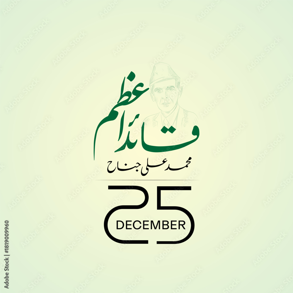 Quaid-e-Azam Day 25 December Jinnah Birthday Poster with Urdu ...