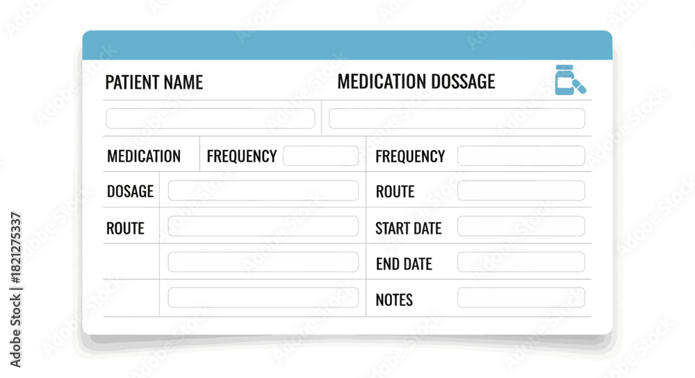 Medical medication dosage chart for patient record keeping, showing ...