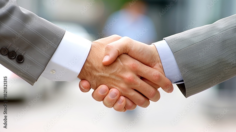 Handshake as a symbol of global business partnership and collaboration ...