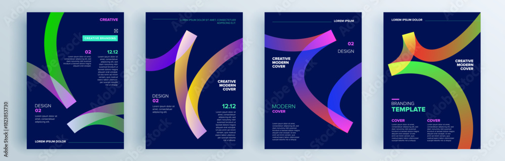 Modern abstract covers set, minimal covers design. Colorful geometric ...