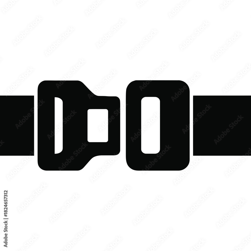 Fastened seat belt buckle icon silhouette for car safety passenger ...
