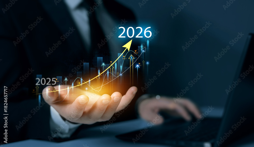 Growth graph a year 2026 of business and data analysis. Development to ...