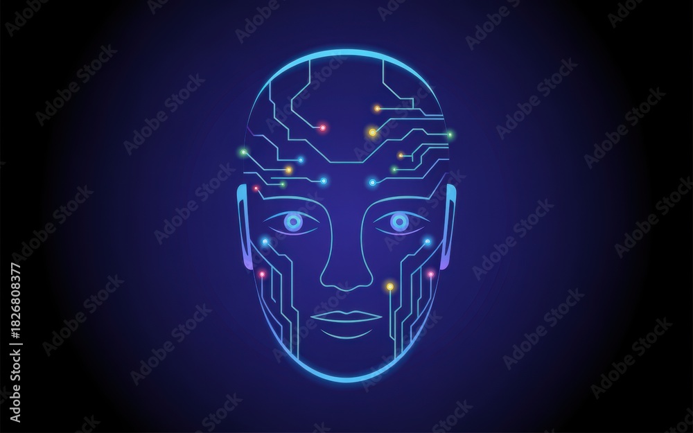 Artificial intelligence digital brain or neural network concept showing ...