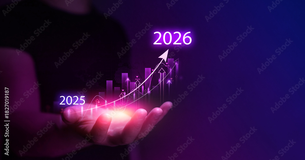 Photo Stock Growth graph a year 2026 of business and data analysis ...