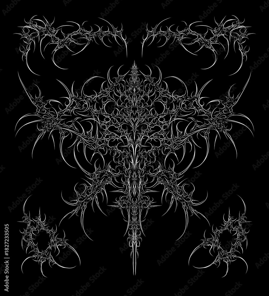 Neo tribal cyber sigilism symmetrical shapes intricate ornament vector ...