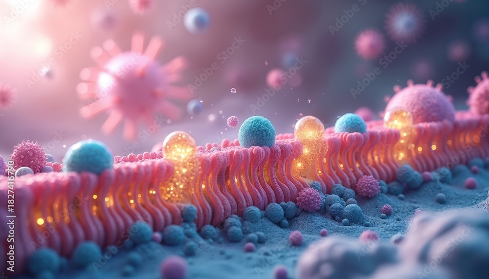 Illustration of cell membrane transport shows biological processes ...