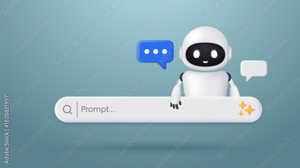 Image vectorielle Stock AI robot with a search engine bar and speech ...