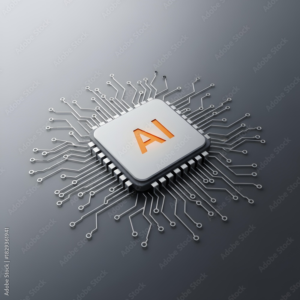 AI Chip Design: A cutting-edge microchip, emblazoned with AI, emerges ...