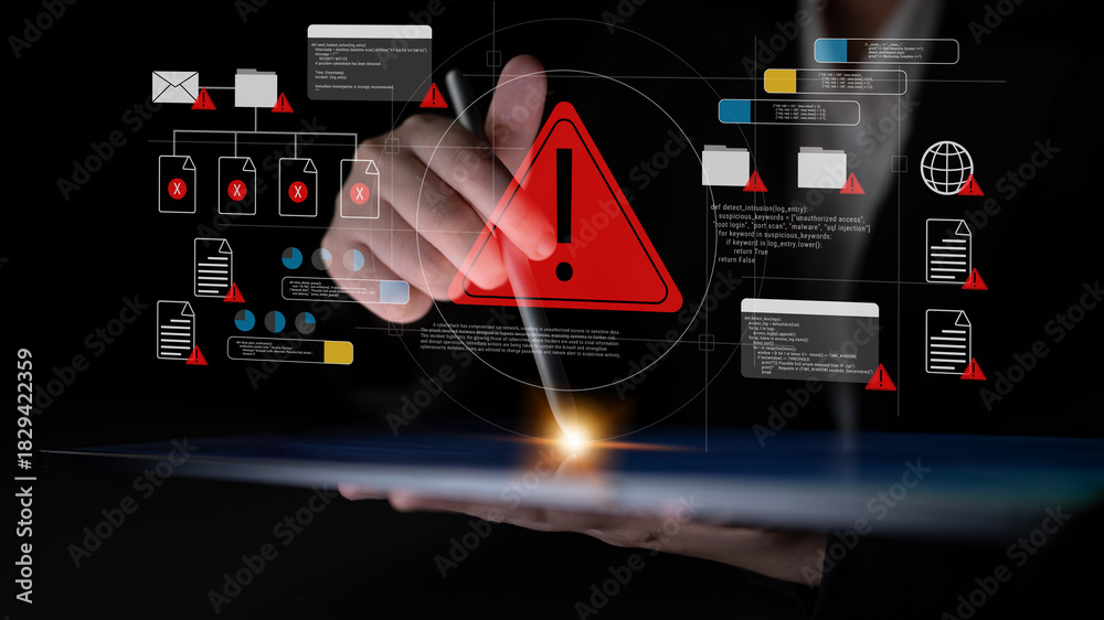 Cybersecurity threat alert system detects potential intrusions ...