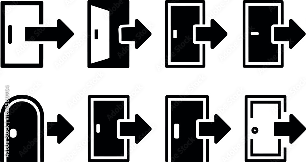 User interface log out symbol door exit icon pack glyph Stock Vector ...
