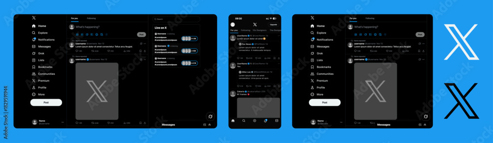 Stock-Vektorgrafik „X formerly Twitter Web Desktop App UI design vector ...
