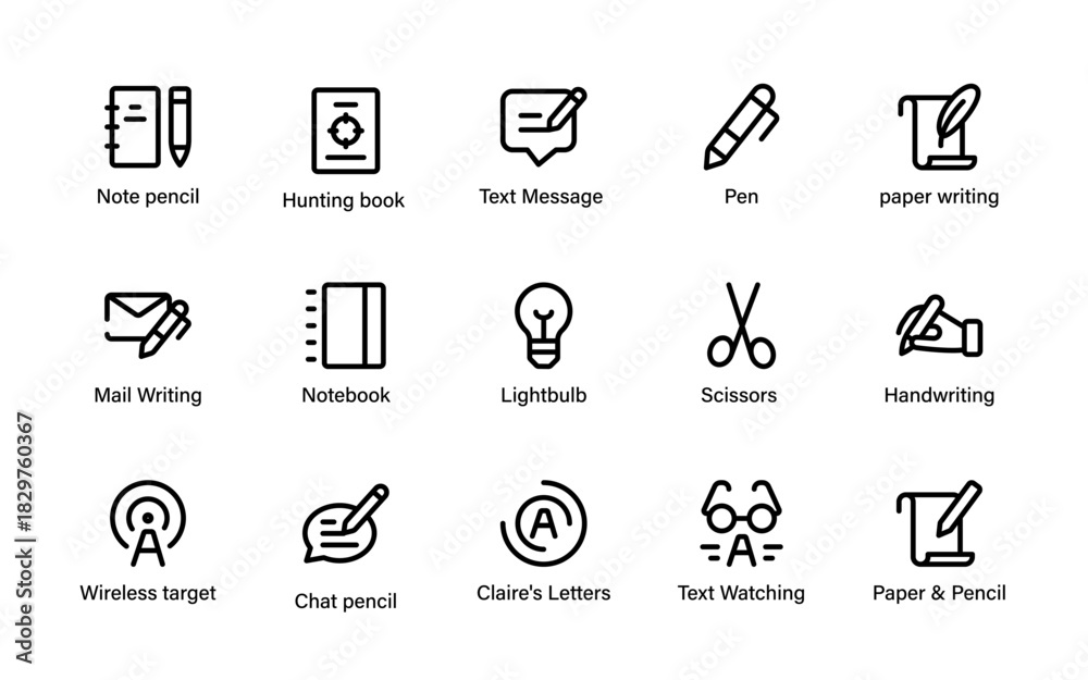 Professional Writing Toolkit Icons. documents, paragraphs, idea ...