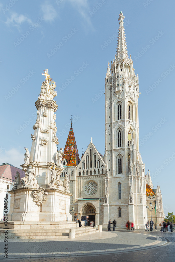 Matthias Church and Holy Trinity Column in Budapest, Hungary. Stock ...