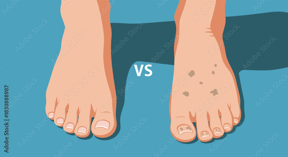Healthy vs. Unhealthy Feet: A clear visual comparison of clean feet ...