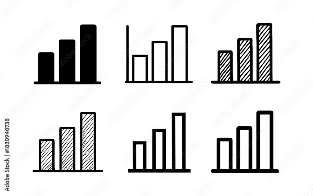 Hand drawn bar graphs collection: various styles of growth charts for ...