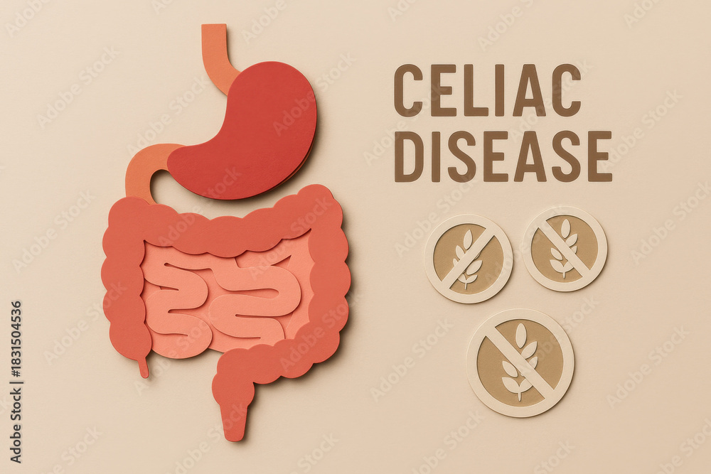 Illustration Stock Celiac disease awareness concept with paper cut ...