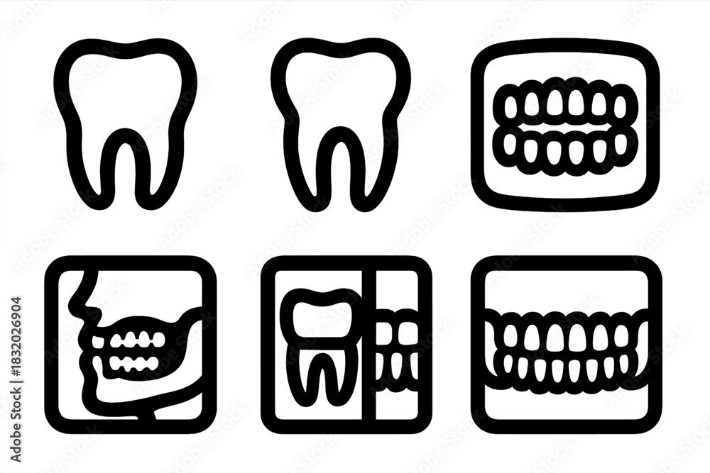 Brutalist Dental X-Ray Icons. Dental X-Ray Set silhouette icon set ...
