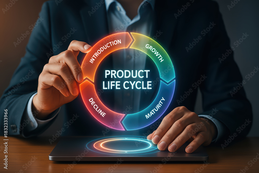 Product life cycle concept with introduction, growth, maturity, and ...