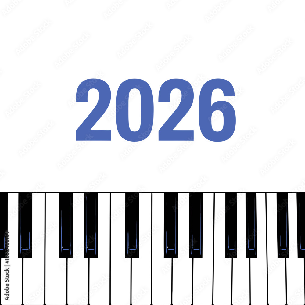 Image vectorielle Stock Piano keyboard with 2026 text, elegant music ...