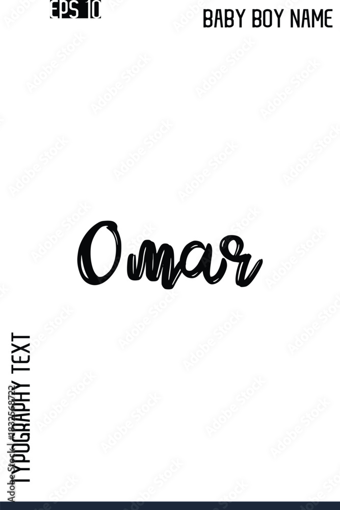 Omar -Modern Baby Boy Names Brush Text Typography Hand Drawn Lettering ...