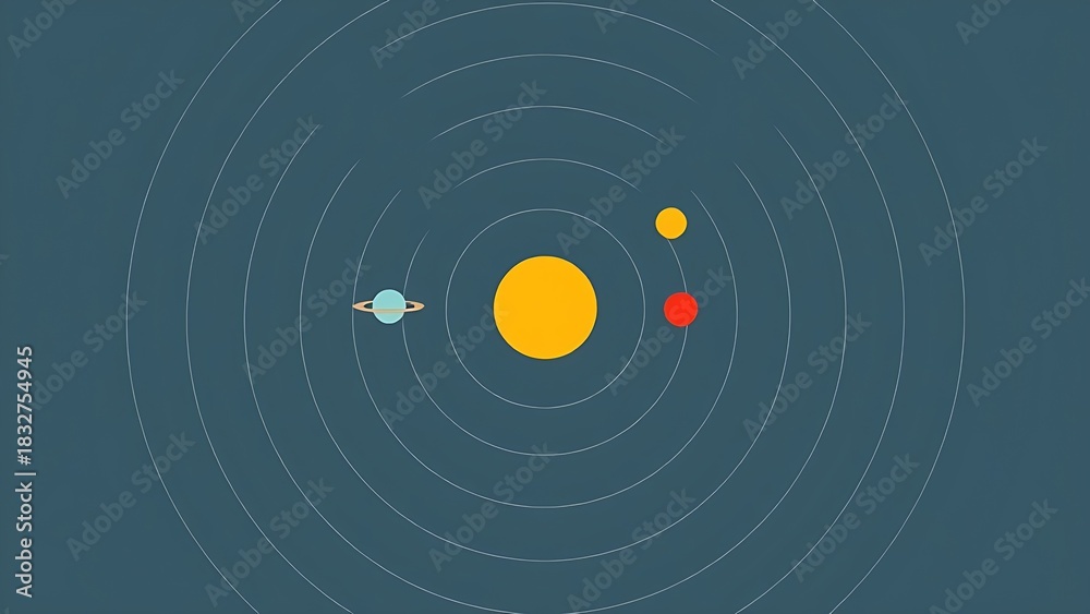 uranus. Simple model of the solar system with planets on concentric ...