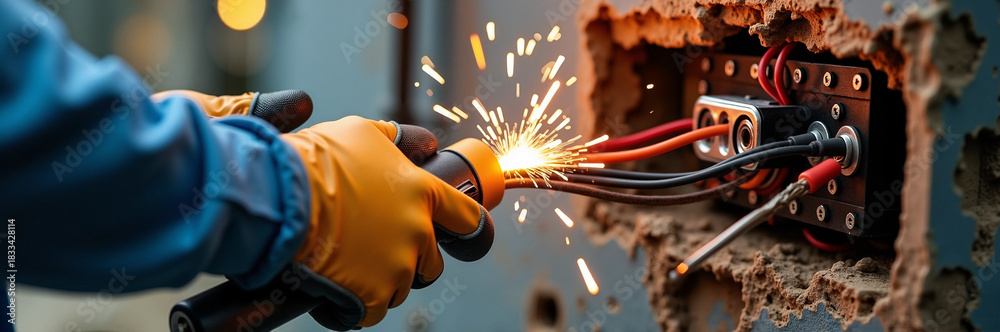 Electrical sparking causing hazard with short circuit in worn junction ...
