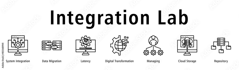 Integration Lab web banner icon vector illustration with icons of ...