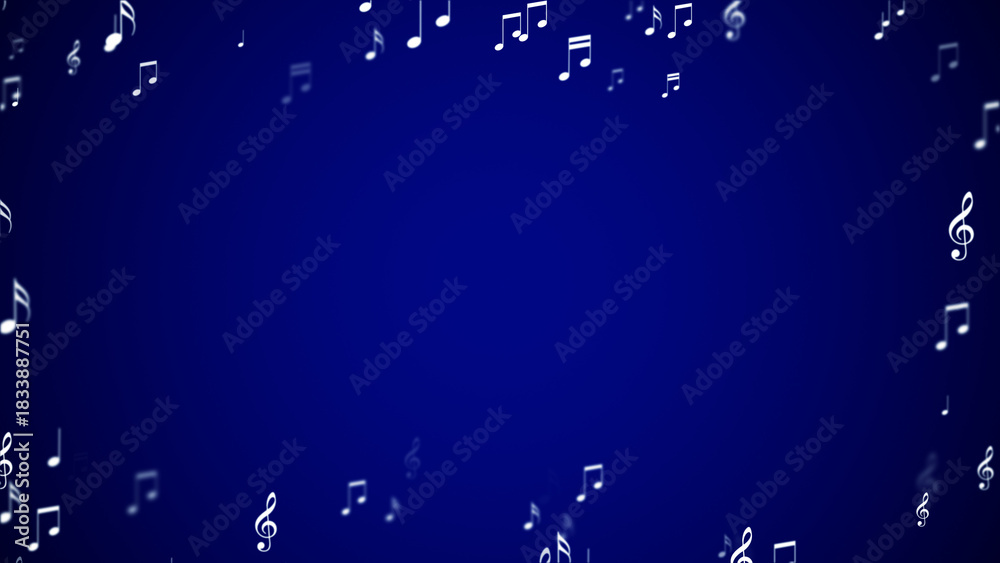 musical notes border frame flying on dark blue , blur white notas music ...