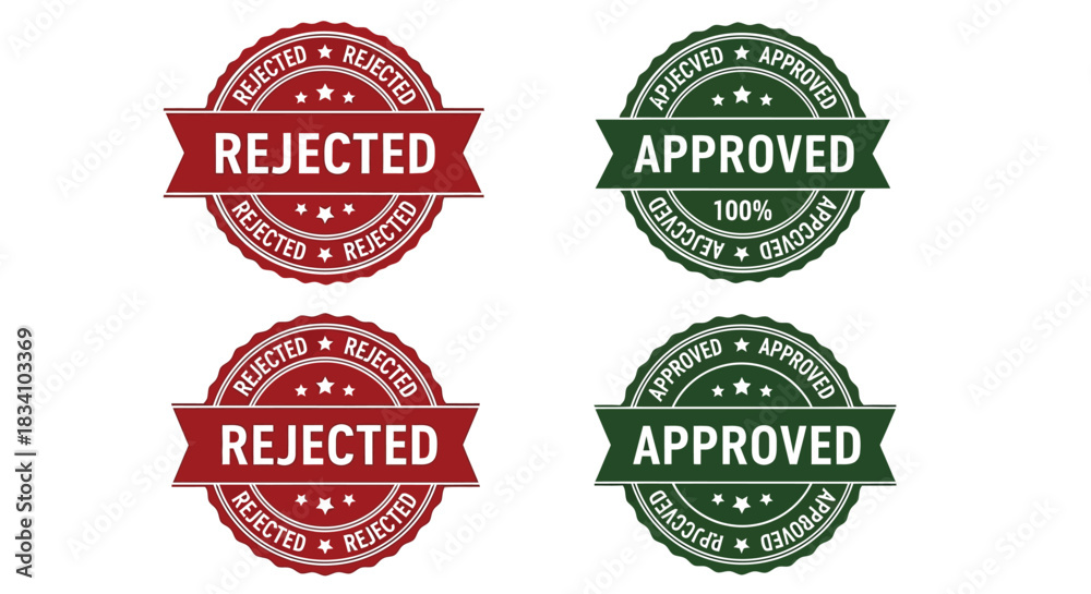 Clear approval and rejection stamps for decision making and validation ...