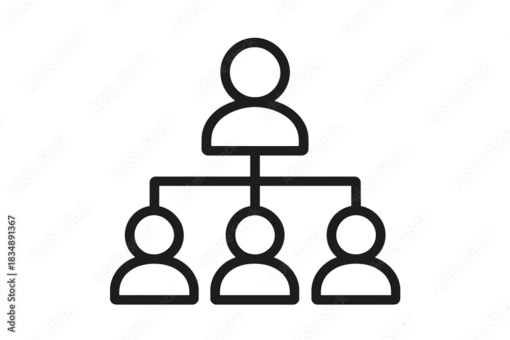 Simple organizational chart showing a hierarchical structure of four ...