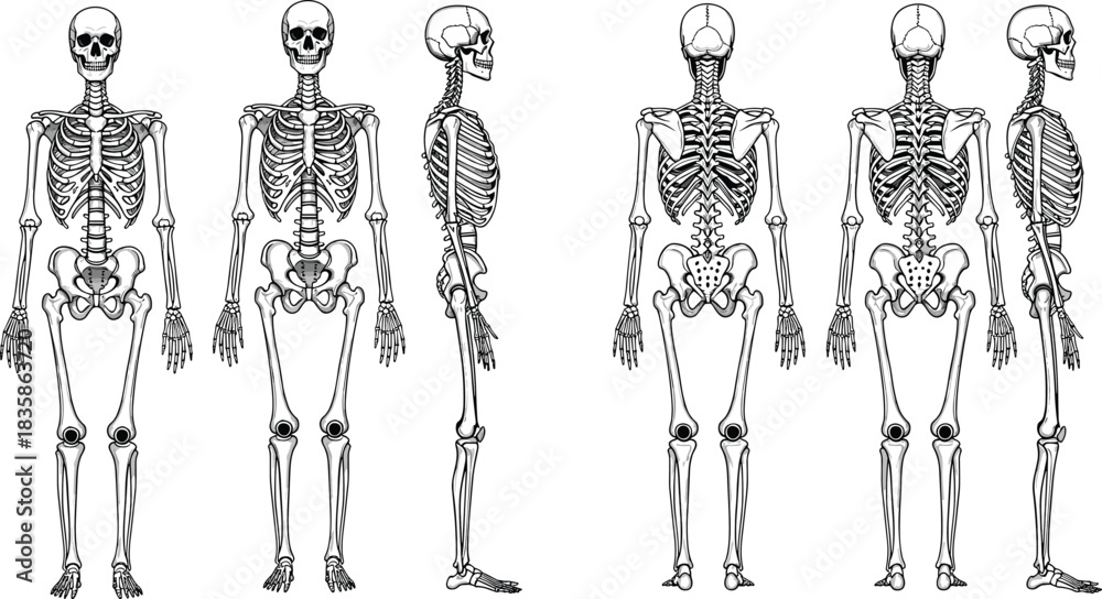 Full Body Anterior, Lateral, and Posterior Anatomy Diagrams for Medical ...