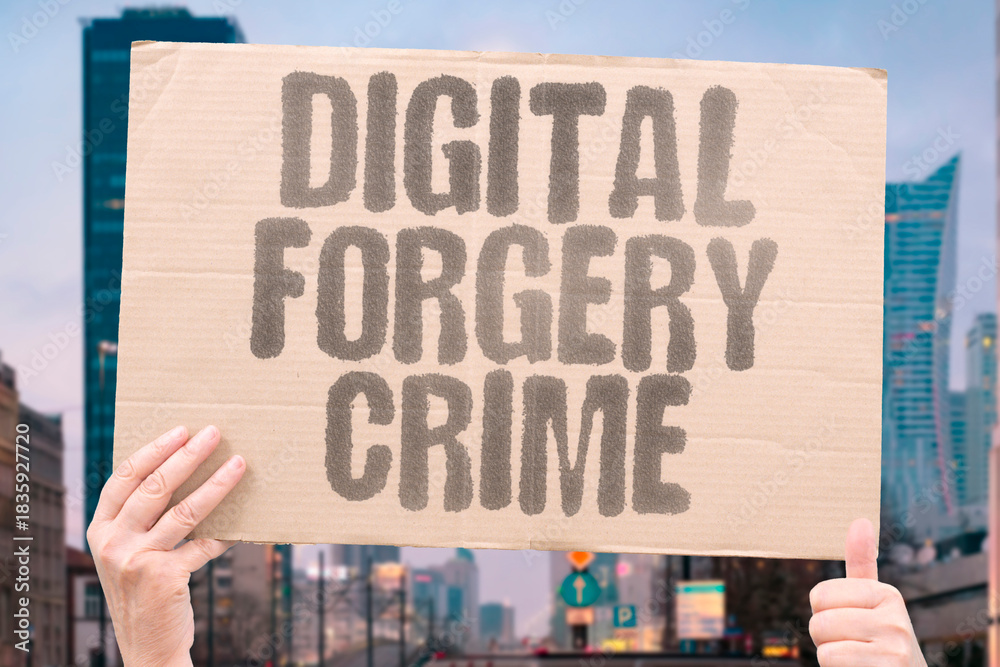 Foto de Stock "Digital Forgery Crime" Manipulated content breaks laws ...