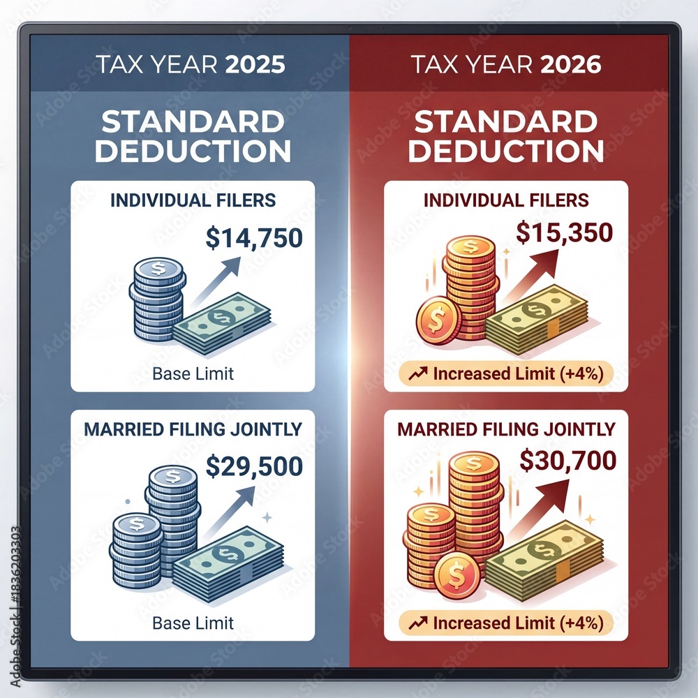 Standard deduction chart compares years deduction limits for individual ...