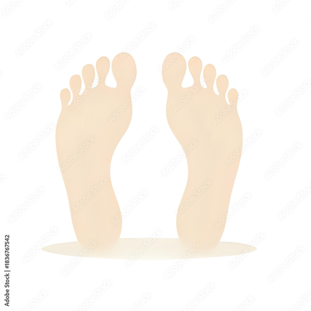 Simple and clean illustrative icon of two human feet from a bottom view ...