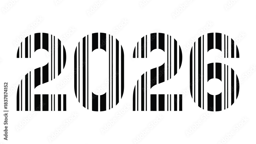 Barcode Year 2026: An abstract digital representation of the year 2026 ...