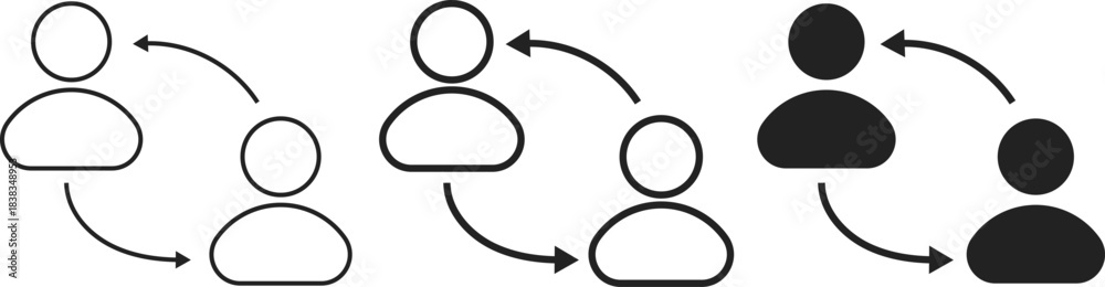 Replace Person Icon Set. User Substitution and Profile Swap Symbols ...